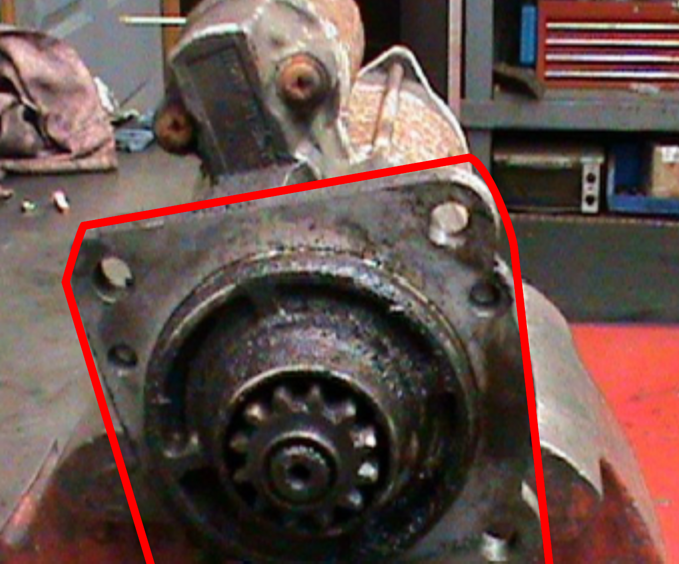 Shot of corroded starter Flange - Motorcar Parts of America